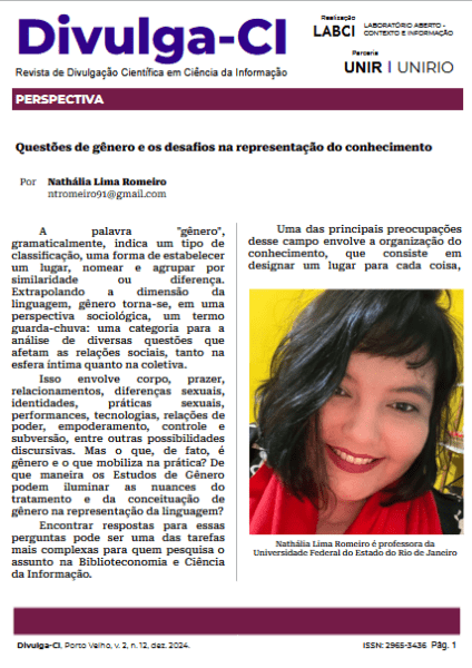 Questões de gênero e os desafios na representação do conhecimento, por ...